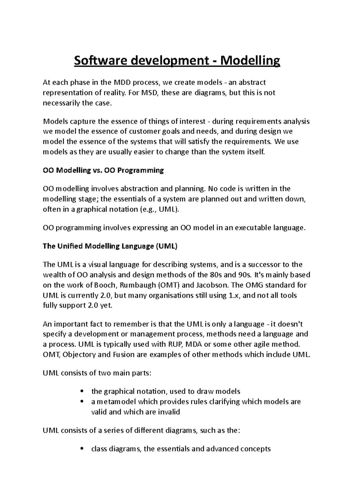 Software development - Modelling - COMP 1693 - GRE - Studocu