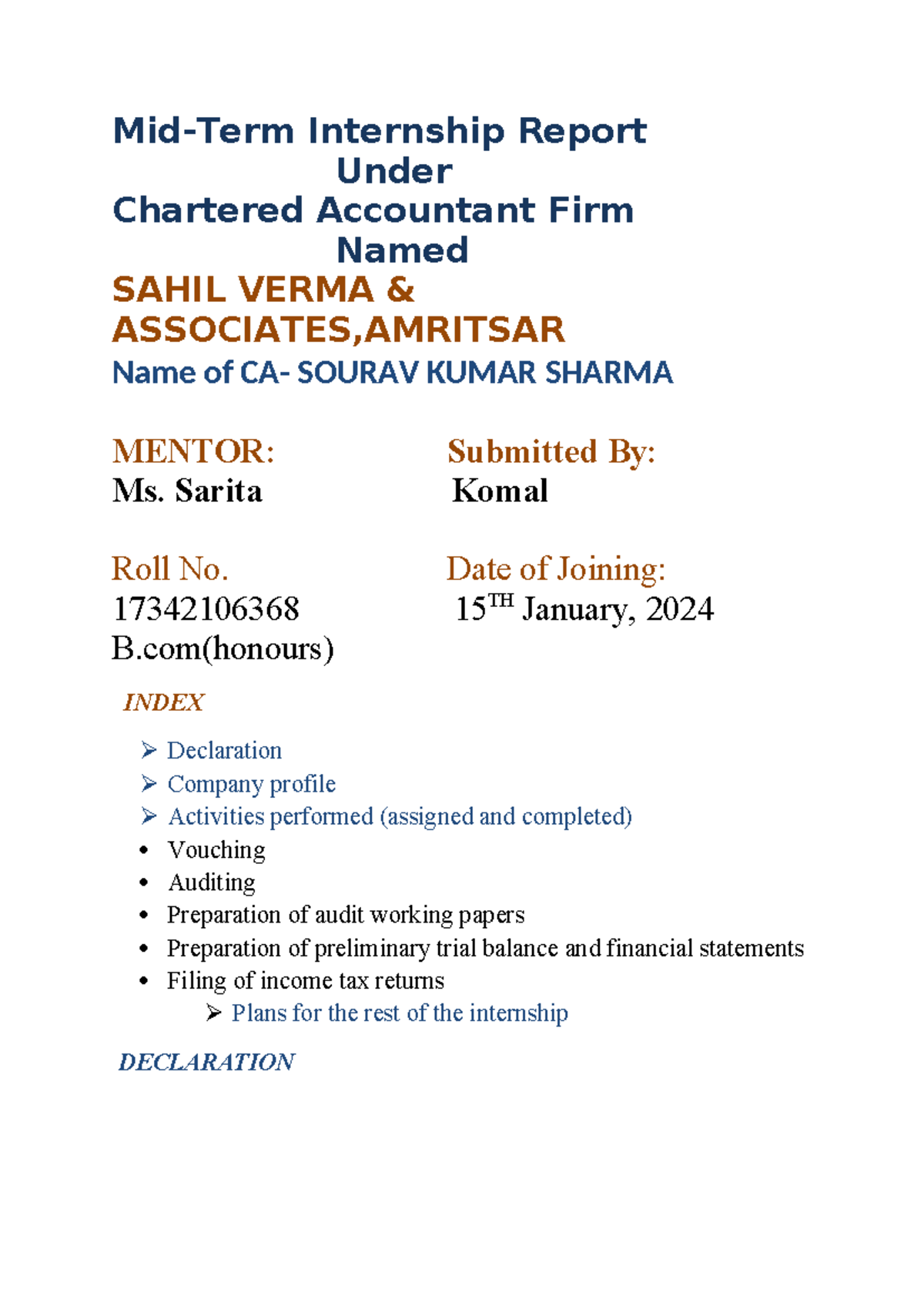 Komal-1 - This file is my mid report on auditing - Mid-Term Internship ...
