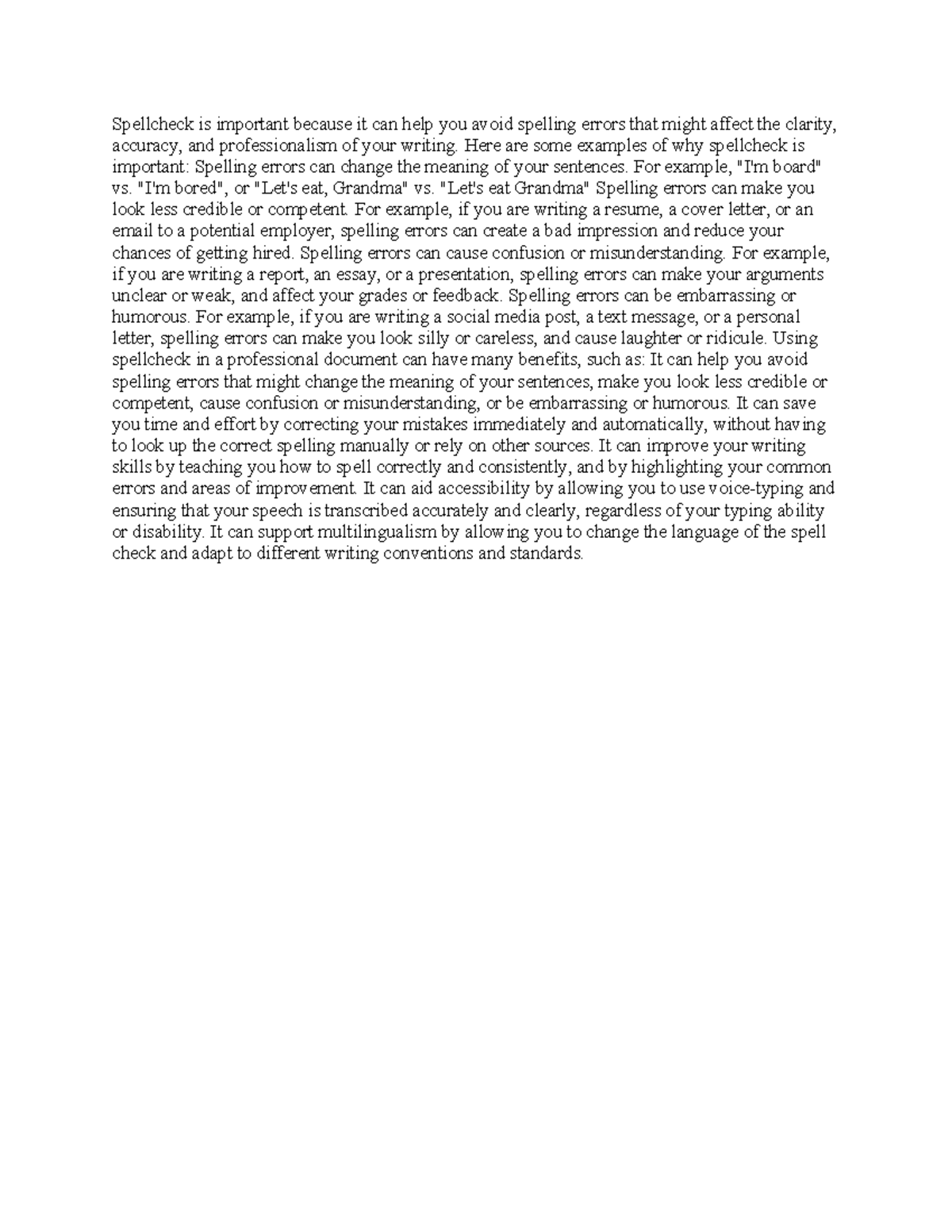 Spellcheck DB - CIS110 unit 2 discussion - Spellcheck is important ...