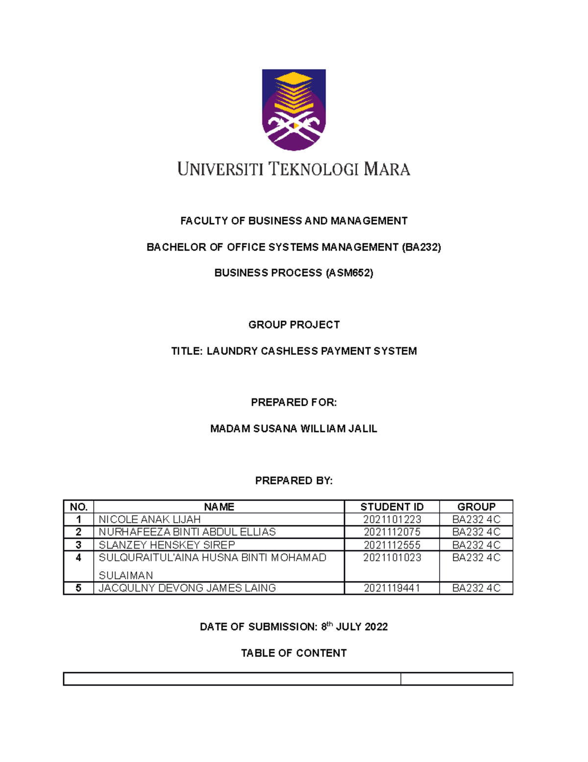 Group Project ASM652 - FACULTY OF BUSINESS AND MANAGEMENT BACHELOR OF ...