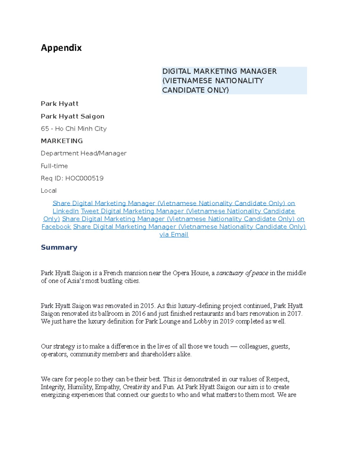 Appendix - hay - Appendix DIGITAL MARKETING MANAGER (VIETNAMESE ...