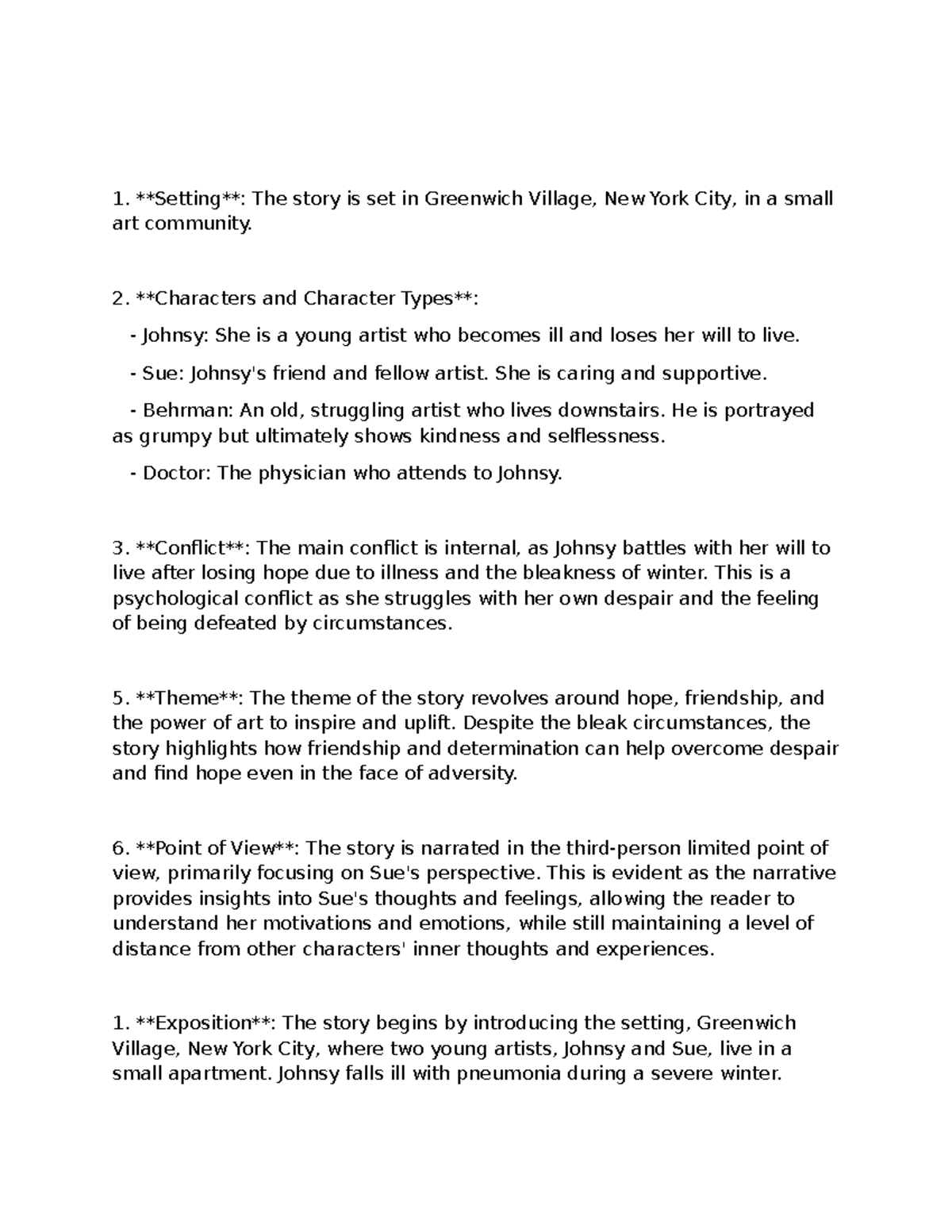 Creative writing act 3 - Setting: The story is set in Greenwich Village ...