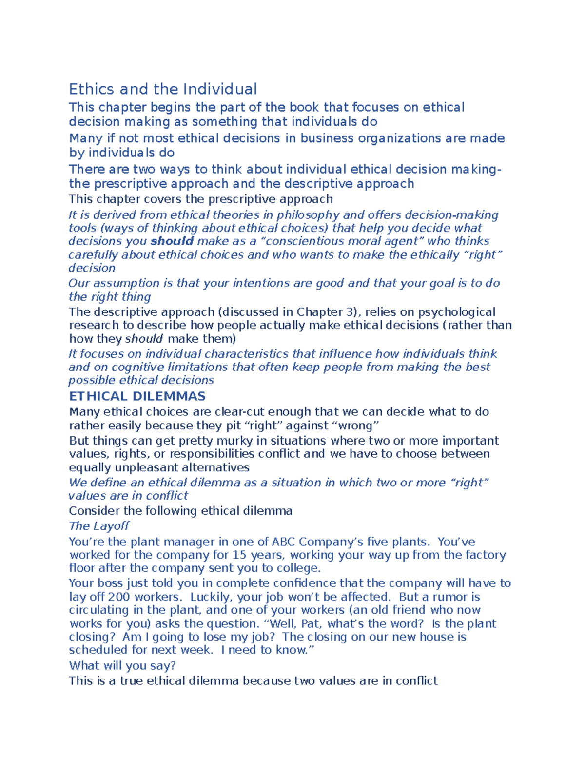 Chpt 2- Deciding What is Right- A Prescriptive Approach - Ethics and ...