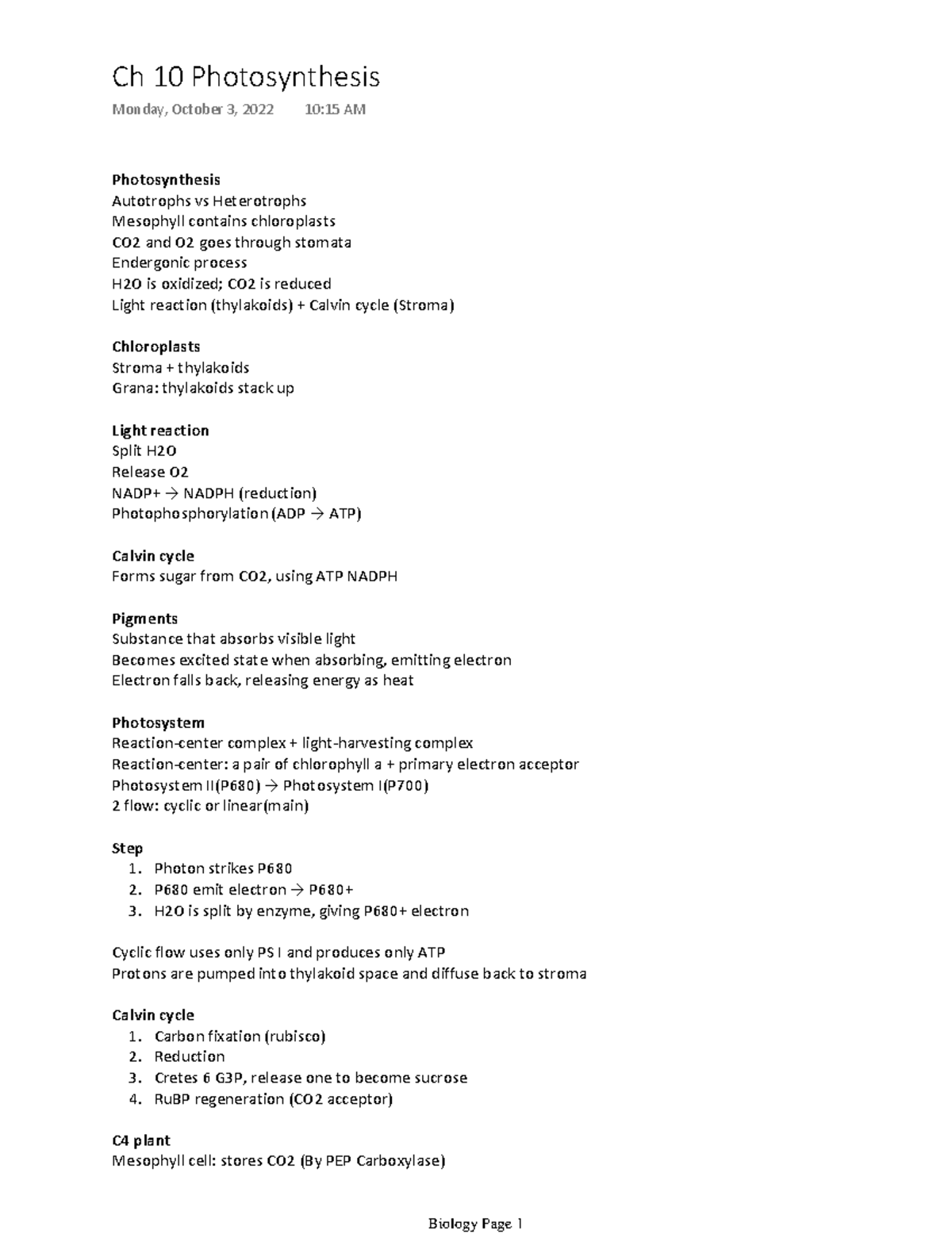 Ch 10 Photosynthesis - Textbook: Campbell Biology 12th Teachers: Yong ...
