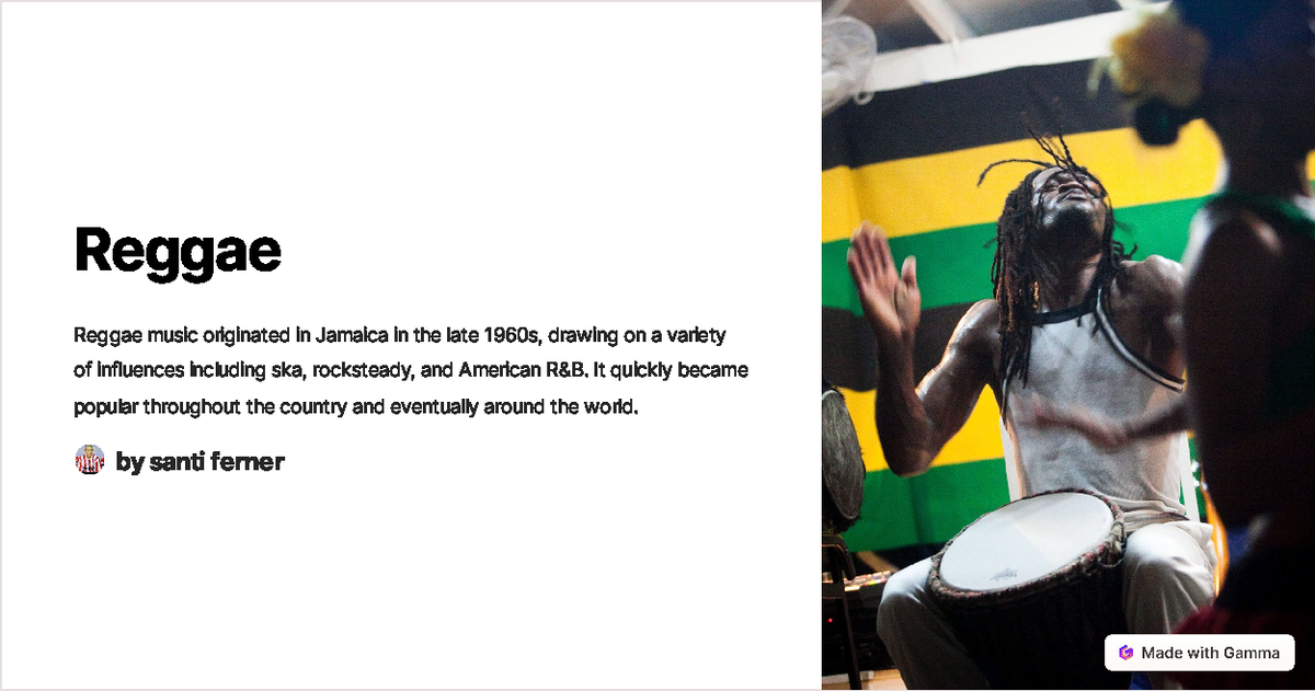 Reggae 2 - Si smdkdjajaj - Reggae Reggae music originated in Jamaica in ...