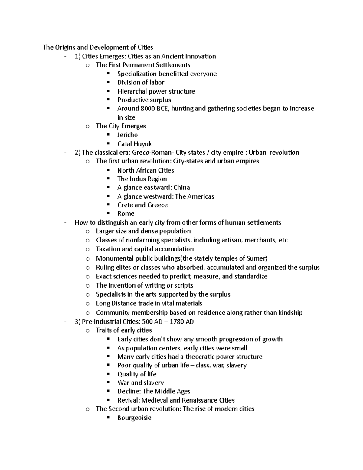 The Origins and Development of Cities - Studocu