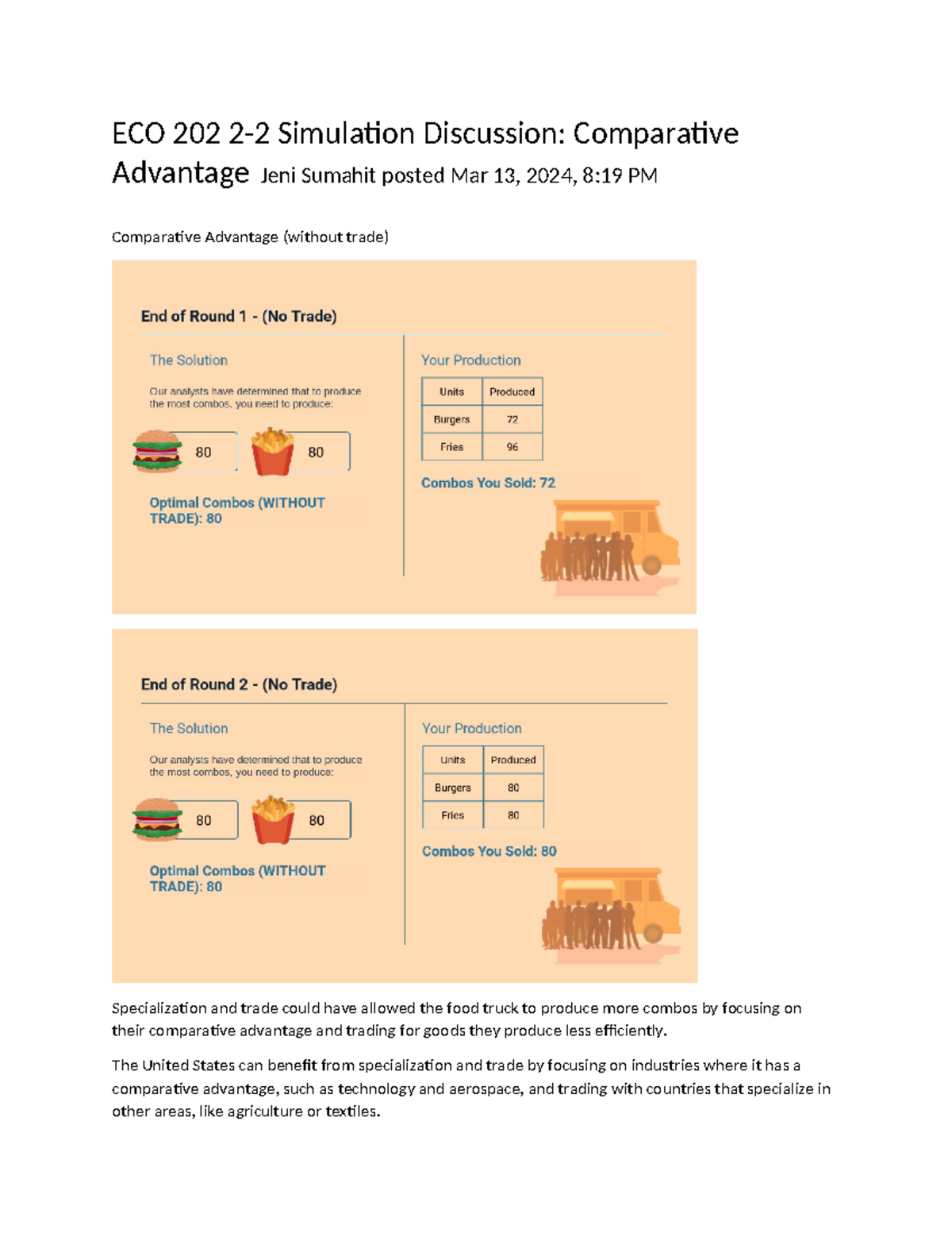 ECO 202 2-2 Simulation Discussion Comparative Advantage - The United ...