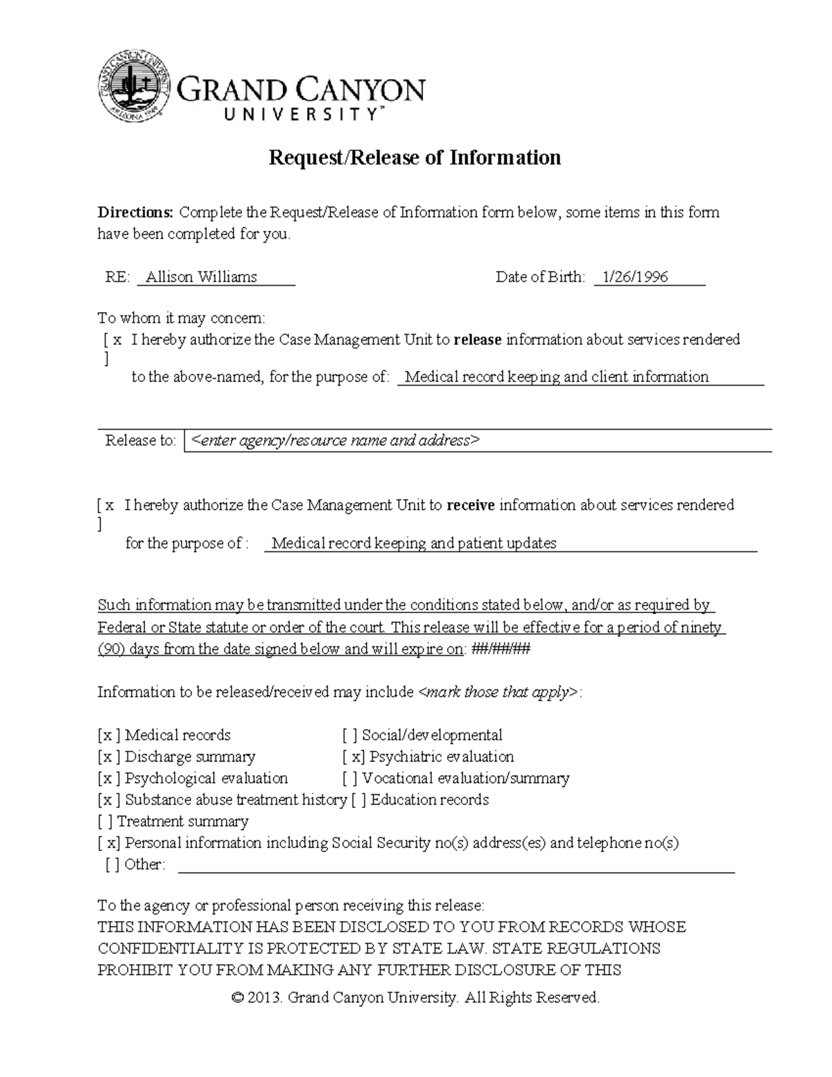 PCN255 - PCN 255 - Request/Release of Information Directions: Complete ...