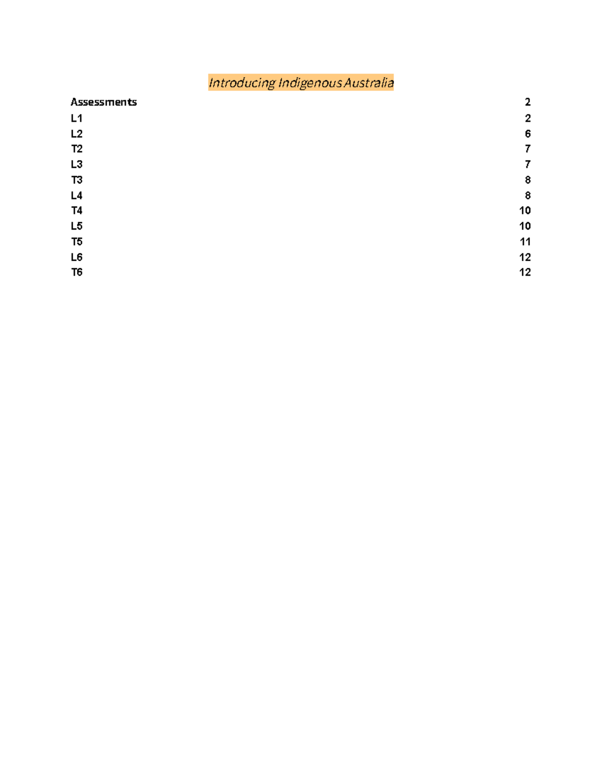 Lecture notes ABST1000 - Introducing Indigenous Australia Assessments ...