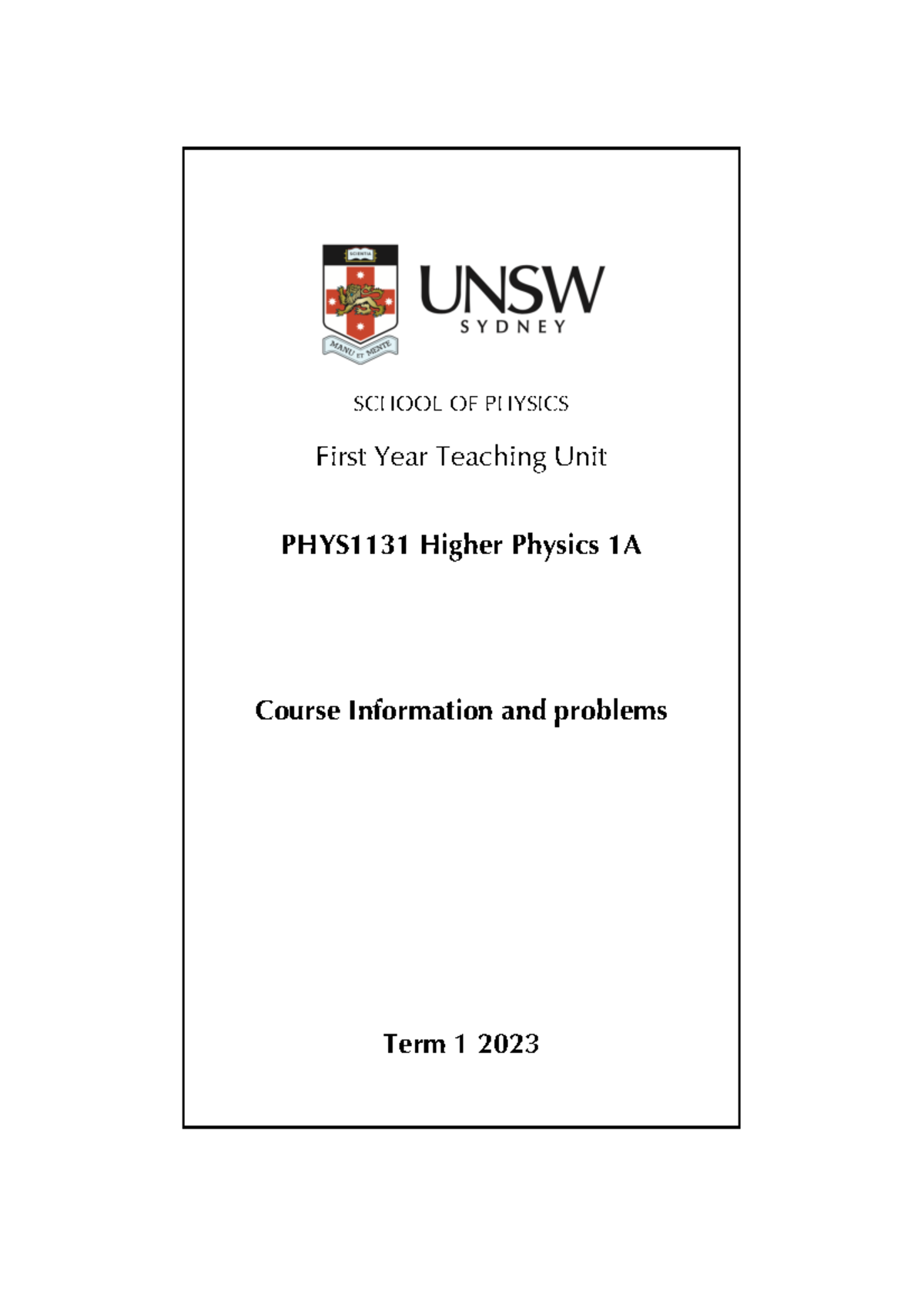 (Work Book 3) 1A Higher PSW Book - SCHOOL OF PHYSICS First Year ...