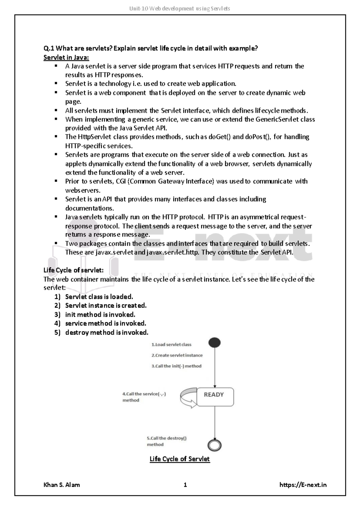 Unit-10 Database Programming (E-next.in) - Copy - Q What are servlets ...