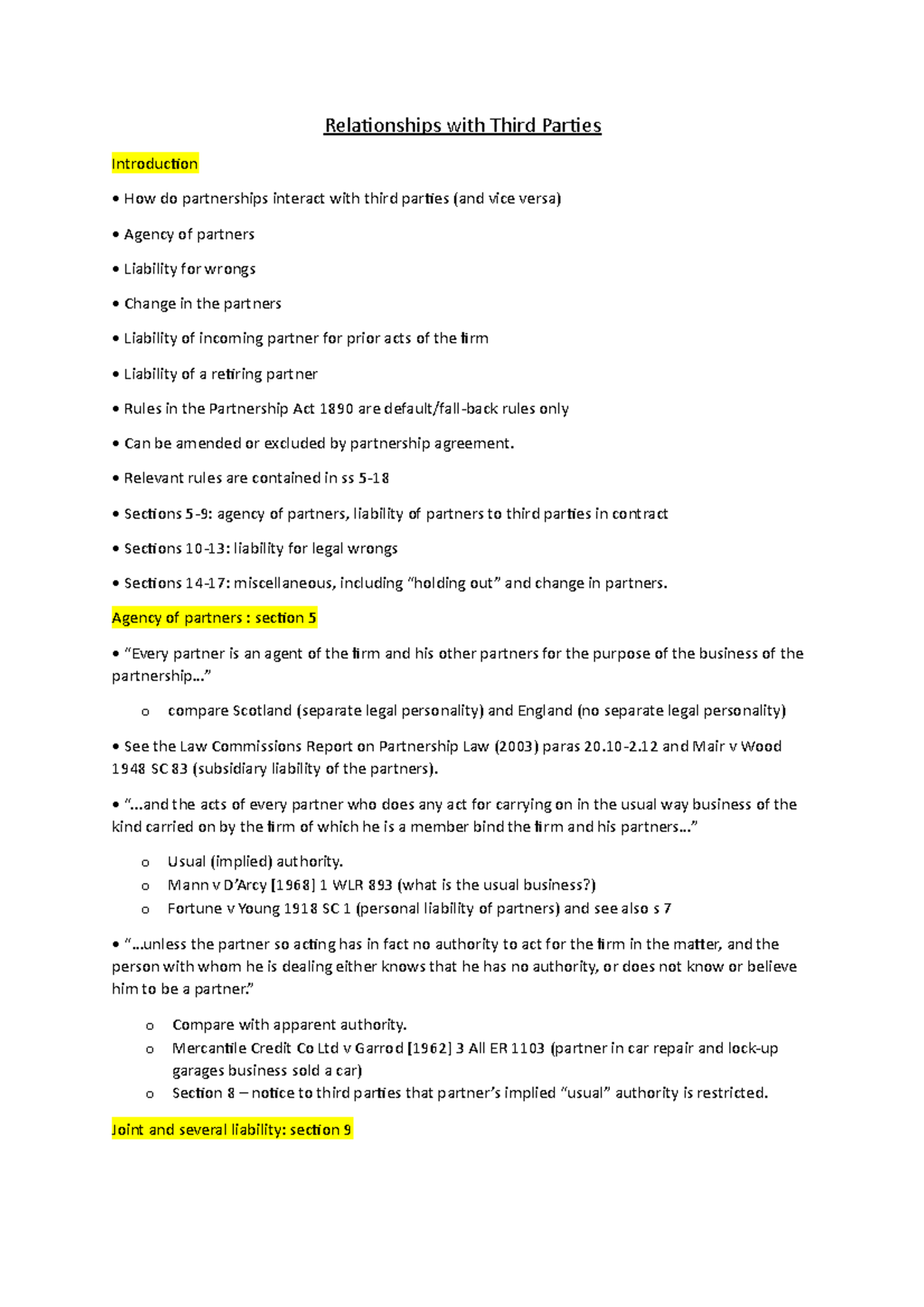 Relationships with Third Parties - Relationships with Third Parties ...