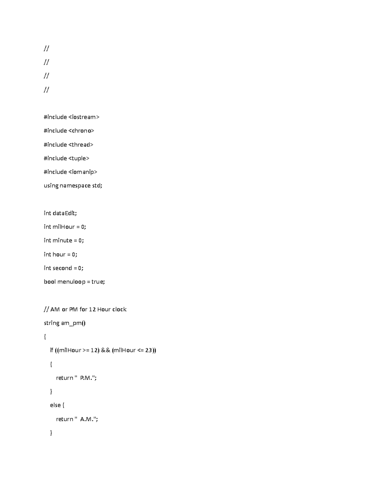 Am Pm Clock C Assignment Displaying And Converting Time