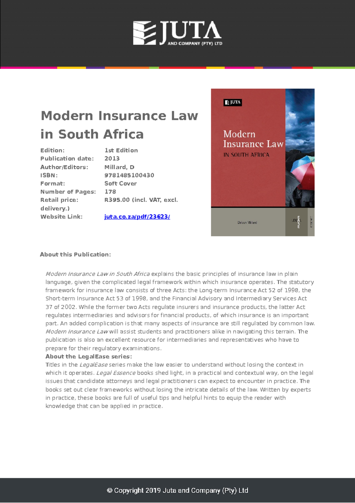 Pdf - Modern Insurance Law in South Africa Edition: 1st Edition ...