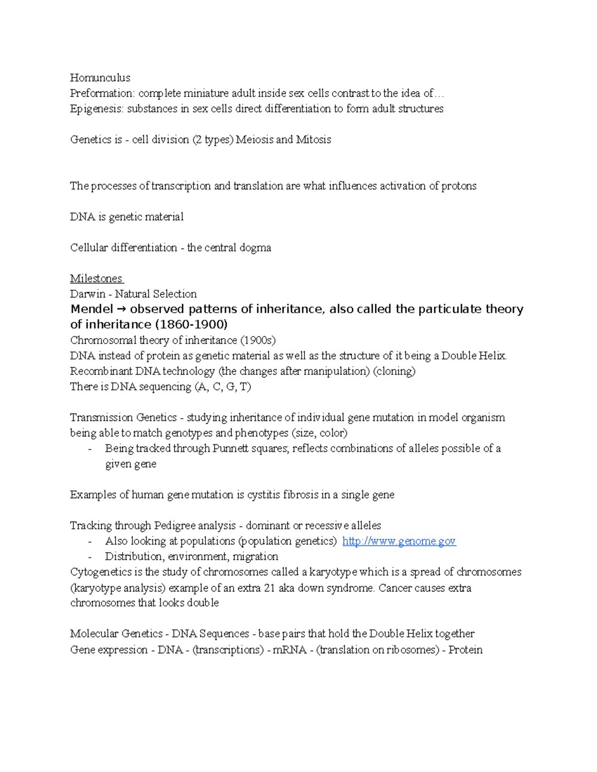 Genetics 1 - simple to follow notes in order by number - Homunculus ...