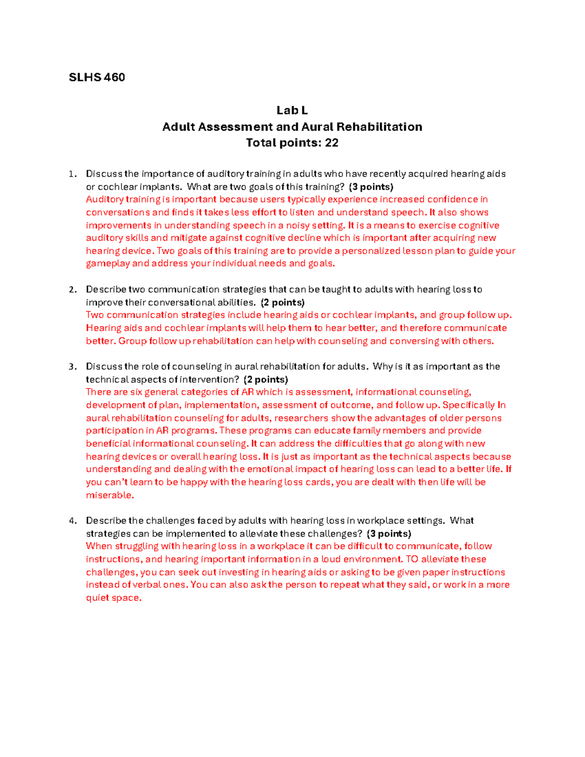 SLHS 460 Lab L, Assignment - SLHS 460 Lab L Adult Assessment and Aural ...