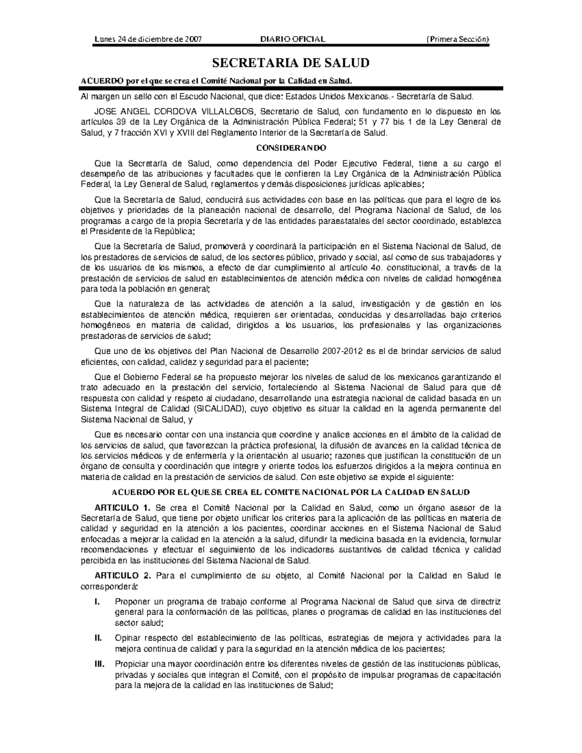 Conacas acuerdo - repaso de la norma - Lunes 24 de diciembre de 2007 ...