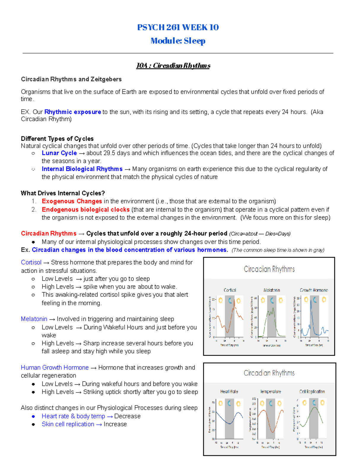 Week 10 Sleep Notes - PSYCH 261 WEEK 10 Module: Sleep 10A : Circadian ...