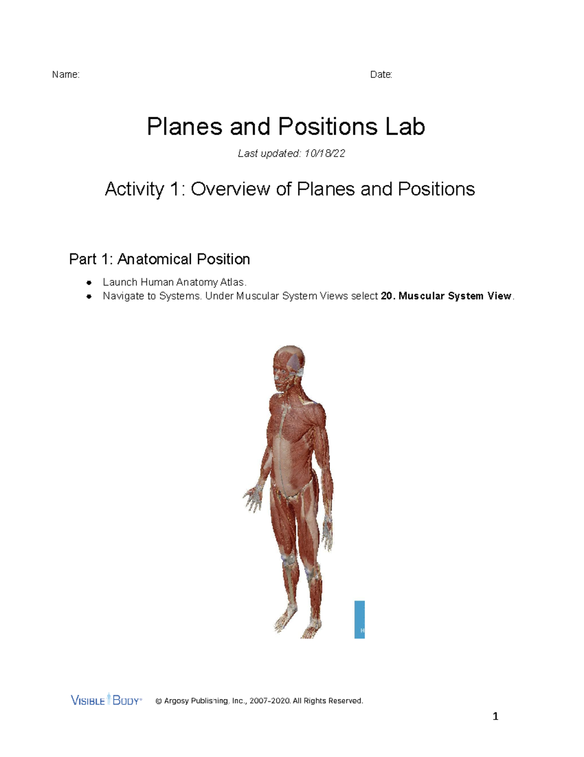 Lab manual planes and positionsh - Name: Date: Planes and Positions Lab ...