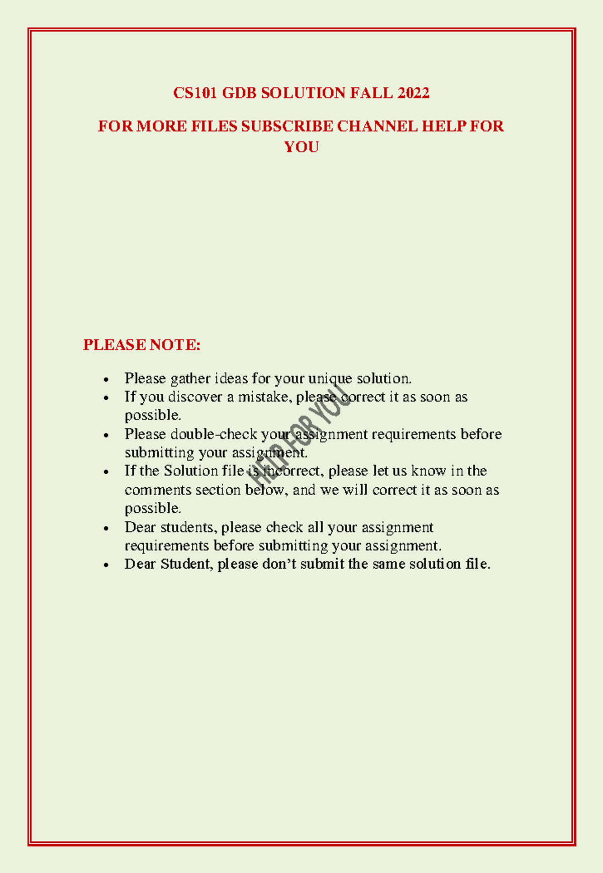 Cs101 Gdb Solution Fall 2022 By Help For You Cs101 Gdb Solution Fall 2022 For More Files 8434