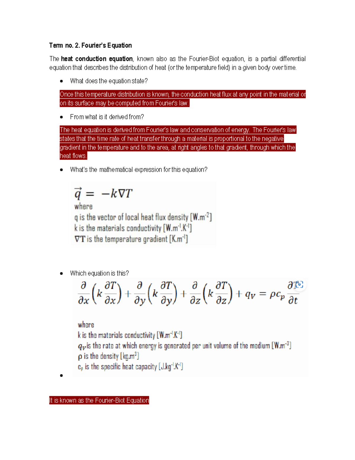 Fourier Cubillas Ulises - Term no. 2. Fourier’s Equation The heat ...