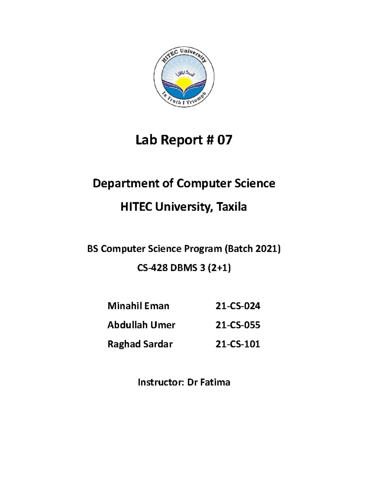 21-cs-024,055,101 - Using queries adding table and taking average - Lab Report # 07 Department ...