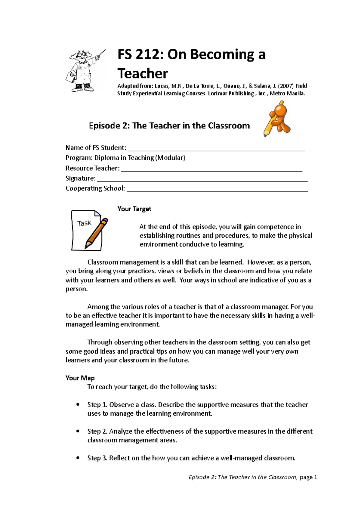 FS 212 On Becoming a Teacher Episode 2 The Teacher in the Classroom ...