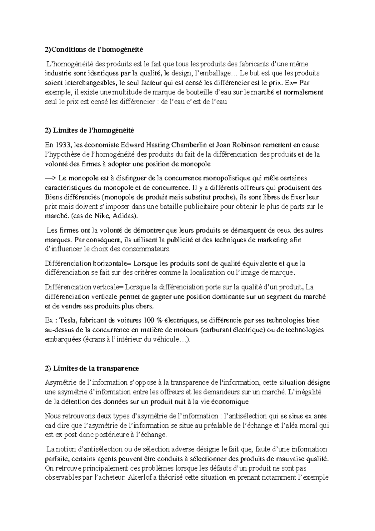 Exposé éco cpp - 2)Conditions de l’homogénéité L’homogénéité des ...