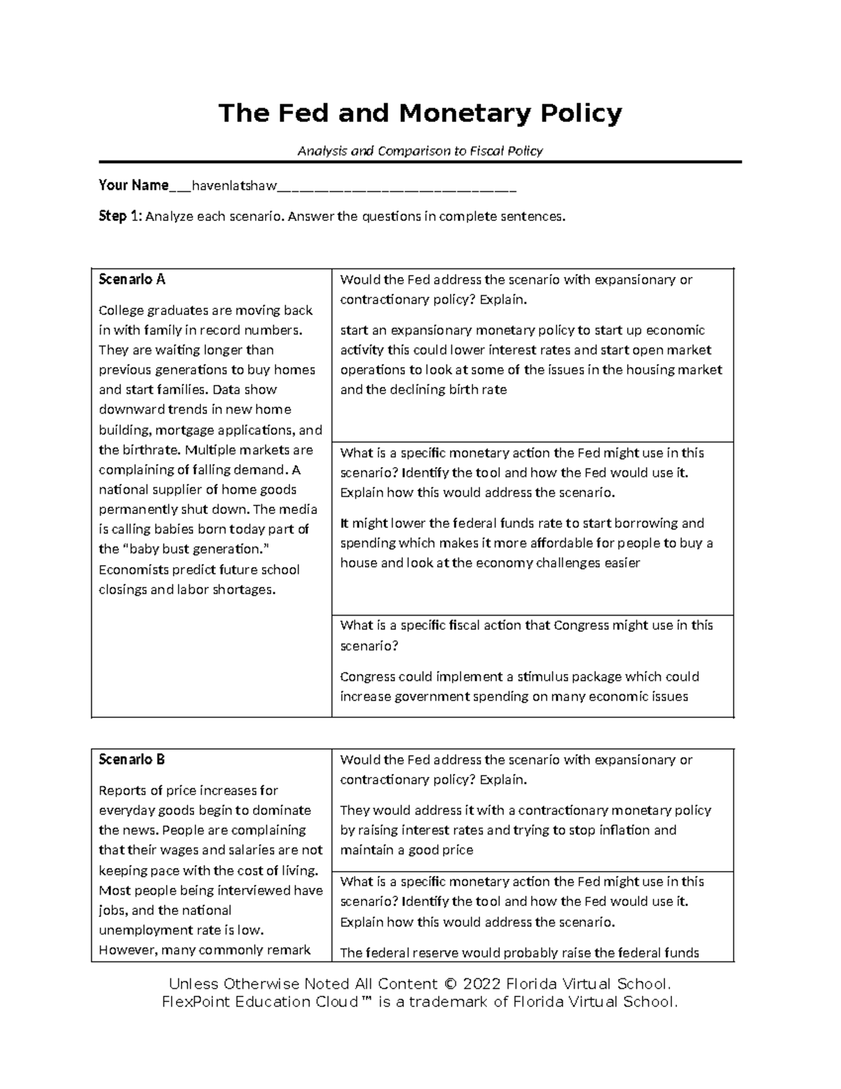 Fed and monetary policy assignment template (1)done - The Fed and ...