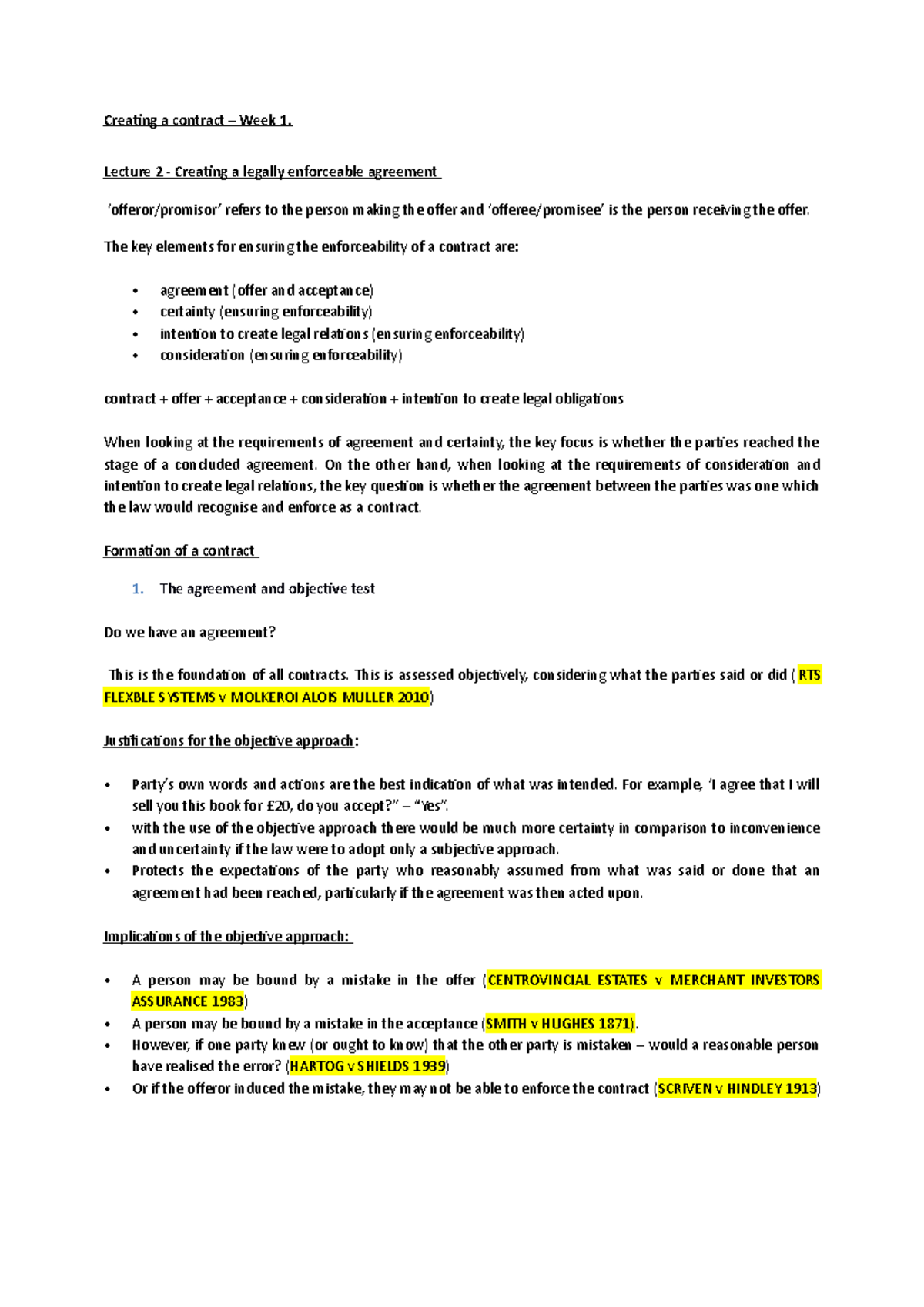 1. Contract LAW - WK1 ( Creating A Contract) - Creating a contract ...