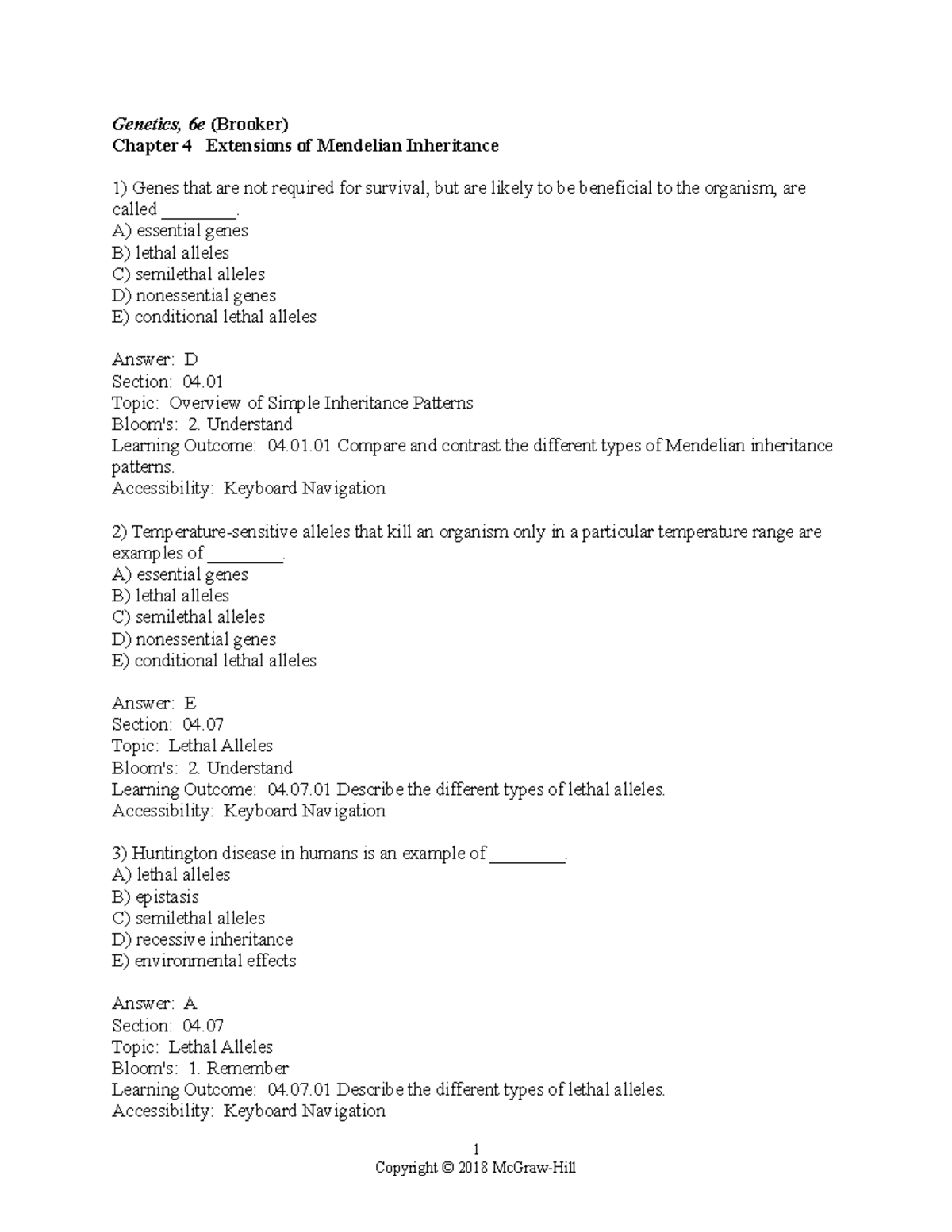 Genetics Chapter 4: Extensions of Mendelian Inheritance - Studocu