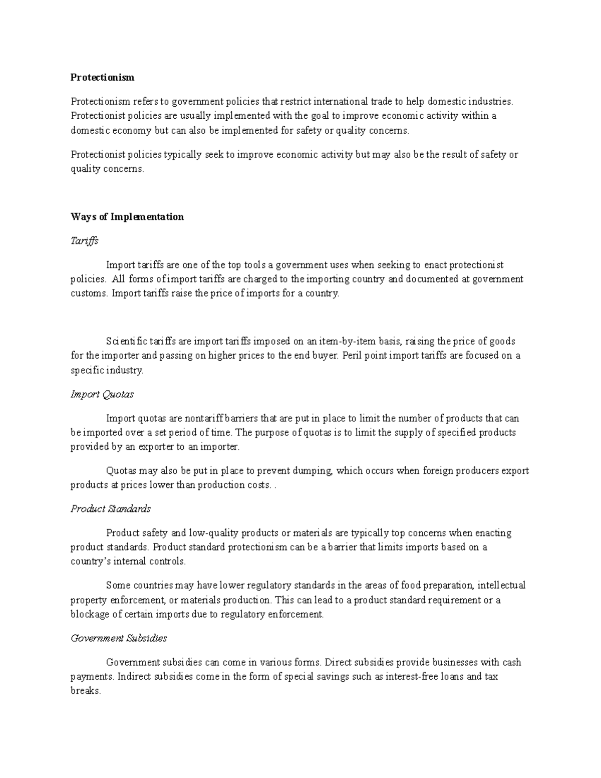 Joy 6c 104259 - Very helpful - Protectionism Protectionism refers to ...