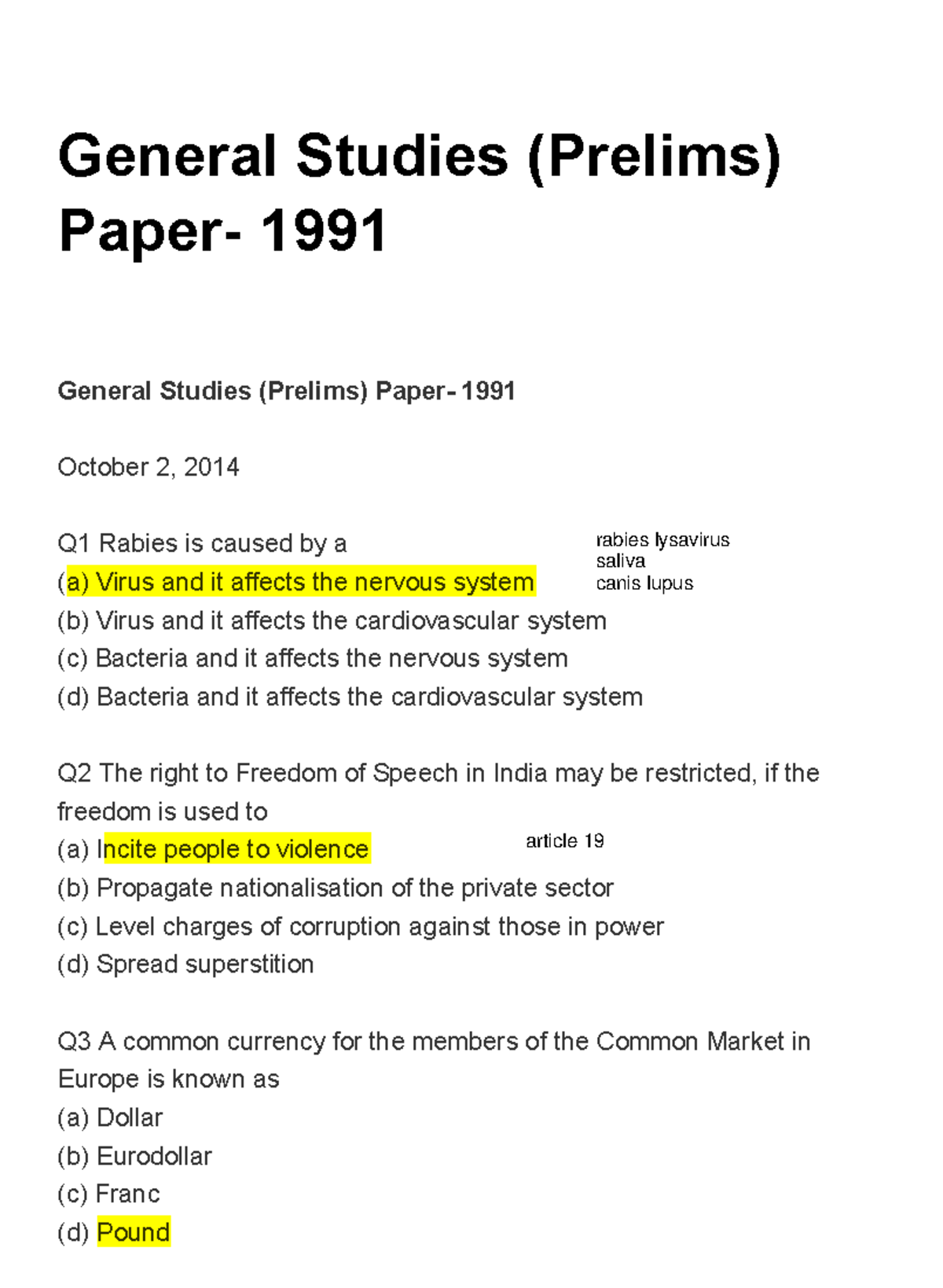 Prelims 1991 - this contains imp notes - General Studies (Prelims ...