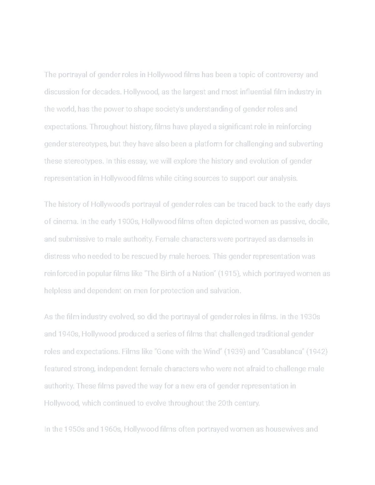 The Portrayal of Gender Roles in Hollywood - Hollywood, as the largest ...