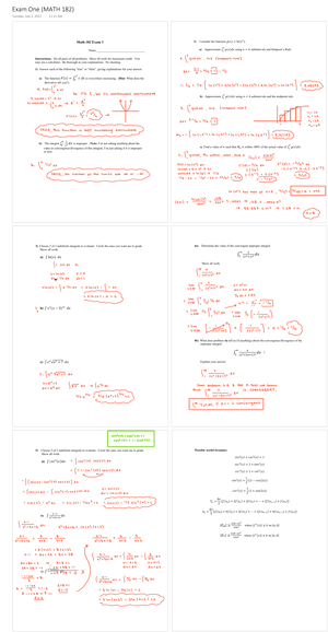 Exam Two Notes (MATH 182) - MA 182 - Exam Two Notes (MATH 182) Saturday ...