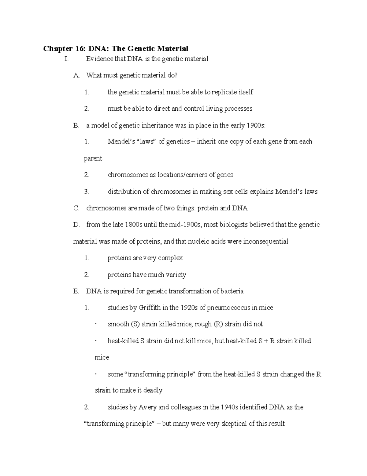 Biology chapter 16- DNA - Chapter 16: DNA: The Genetic Material I ...