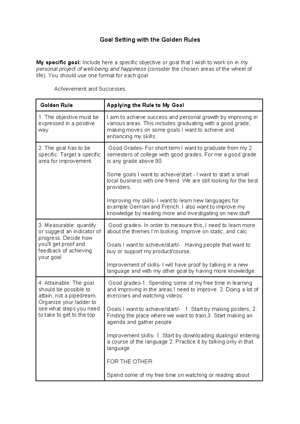 Golden rules of setting goals(1) (Repaired) - Goal Setting with the ...