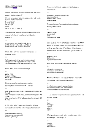 Sample Questionnaire Cytotechniques MTAP - Name: Score: PRE-TEST IN ...