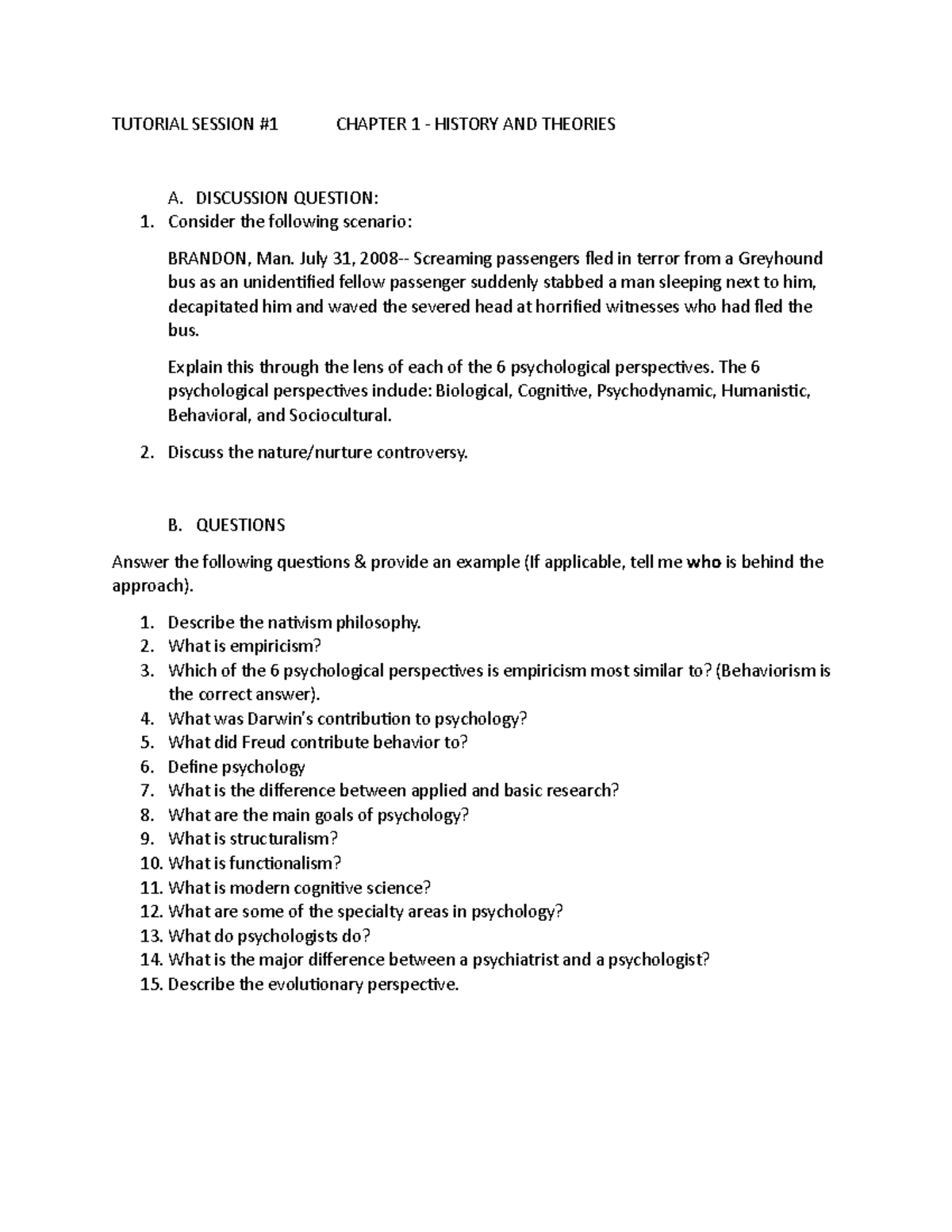 Tutorial 1 Qs for students - Psych 2330A/B - UWO - Studocu