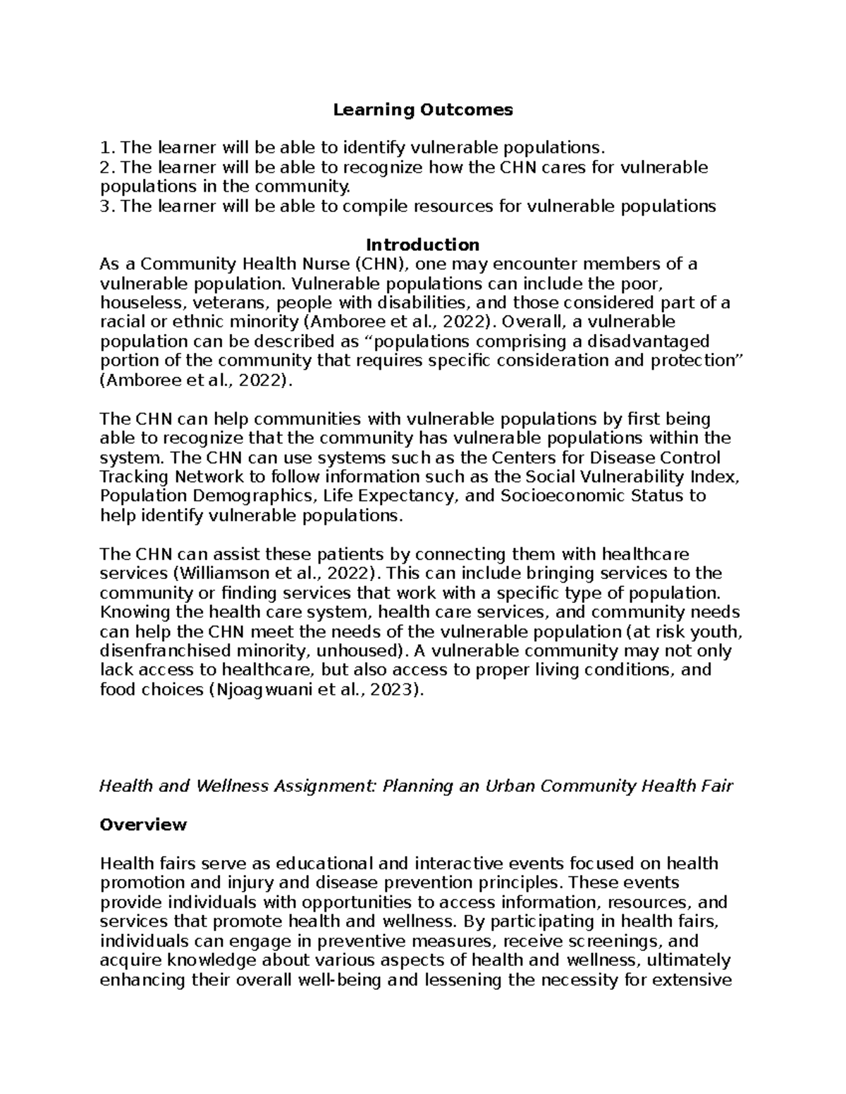 Students Clinical 2 Learning Outcomes - Learning Outcomes The learner ...