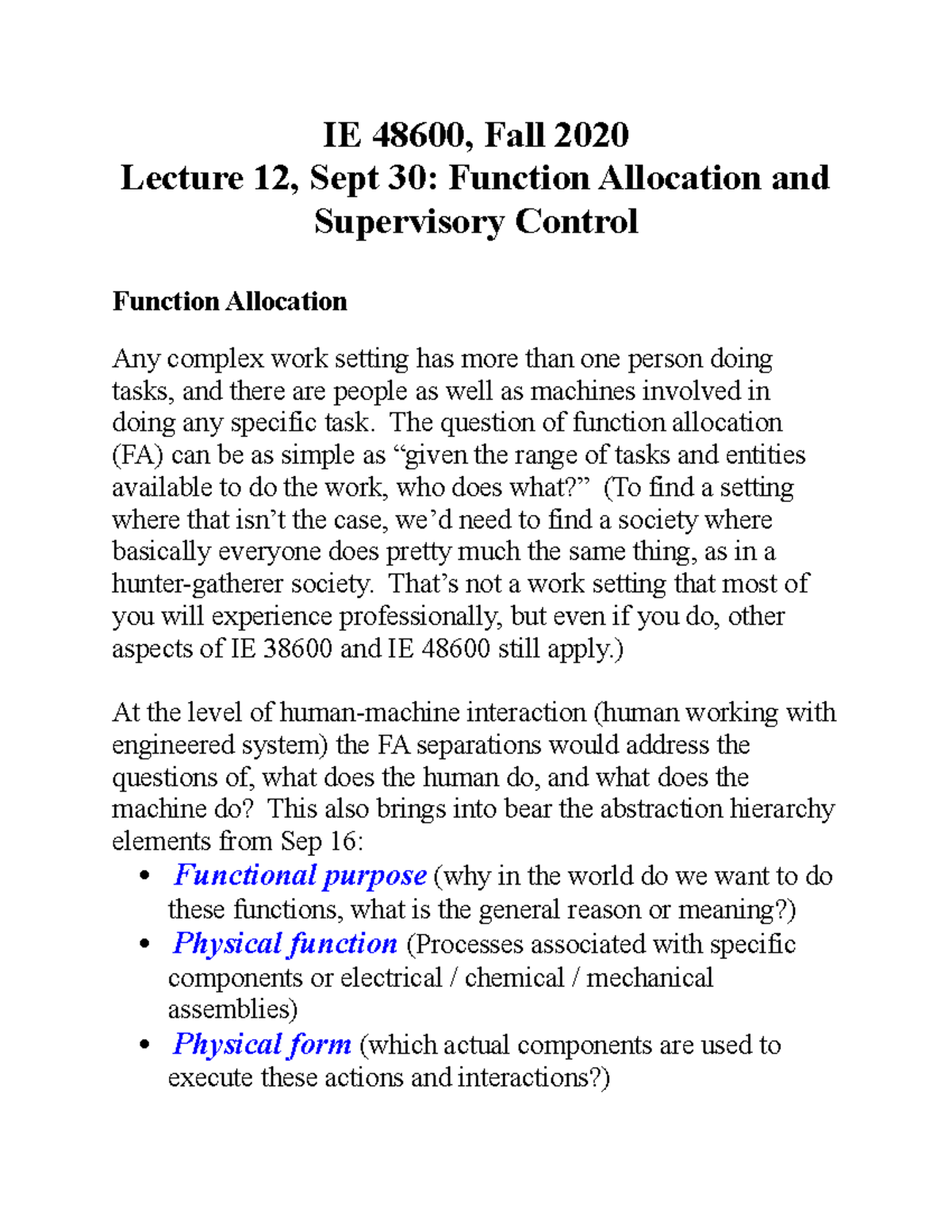 IE486F20Lec12 Func Alloc 30Sep20 - IE 48600, Fall 2020 Lecture 12, Sept ...