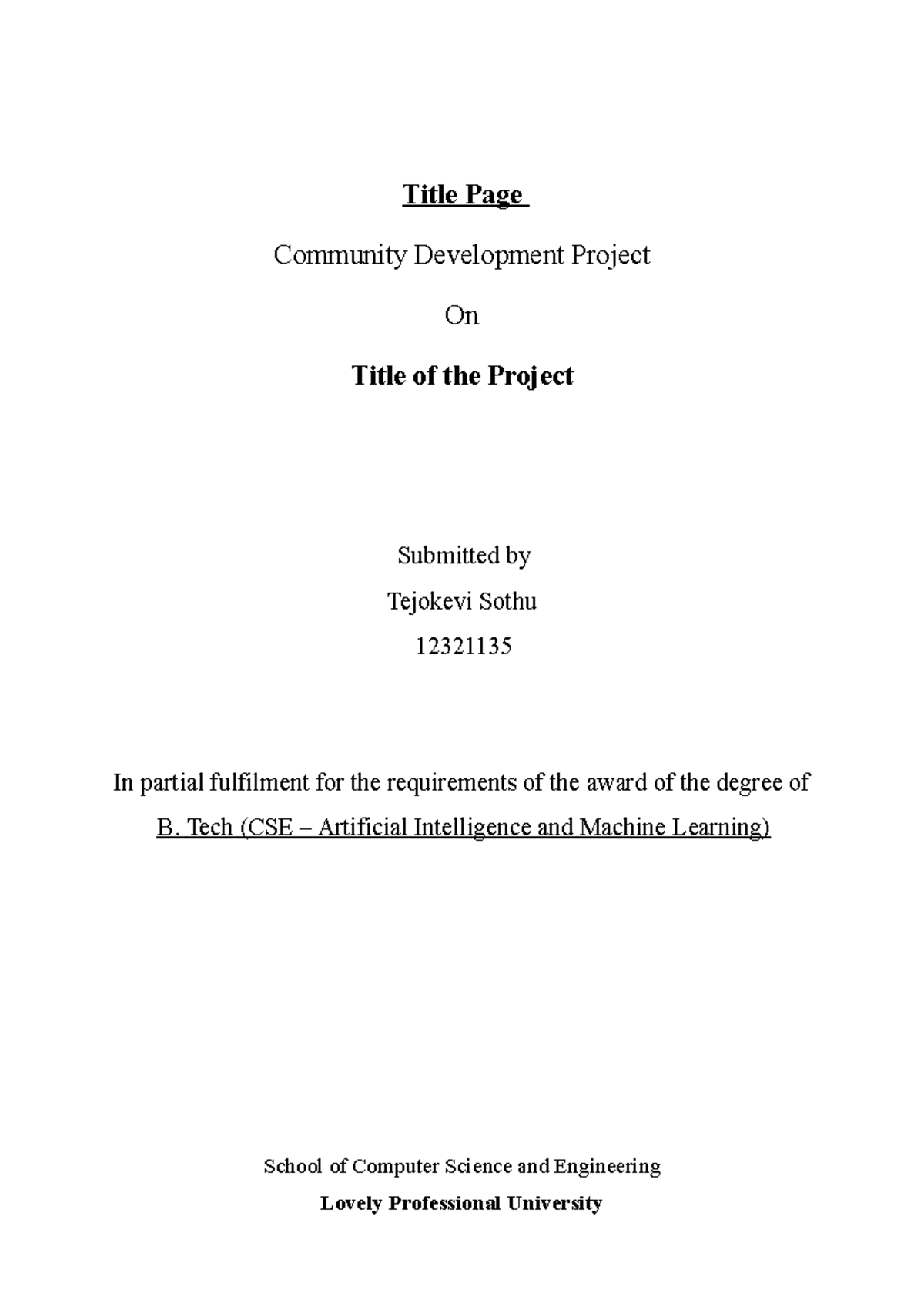 Cdp report - The summer project topic - Title Page Community ...