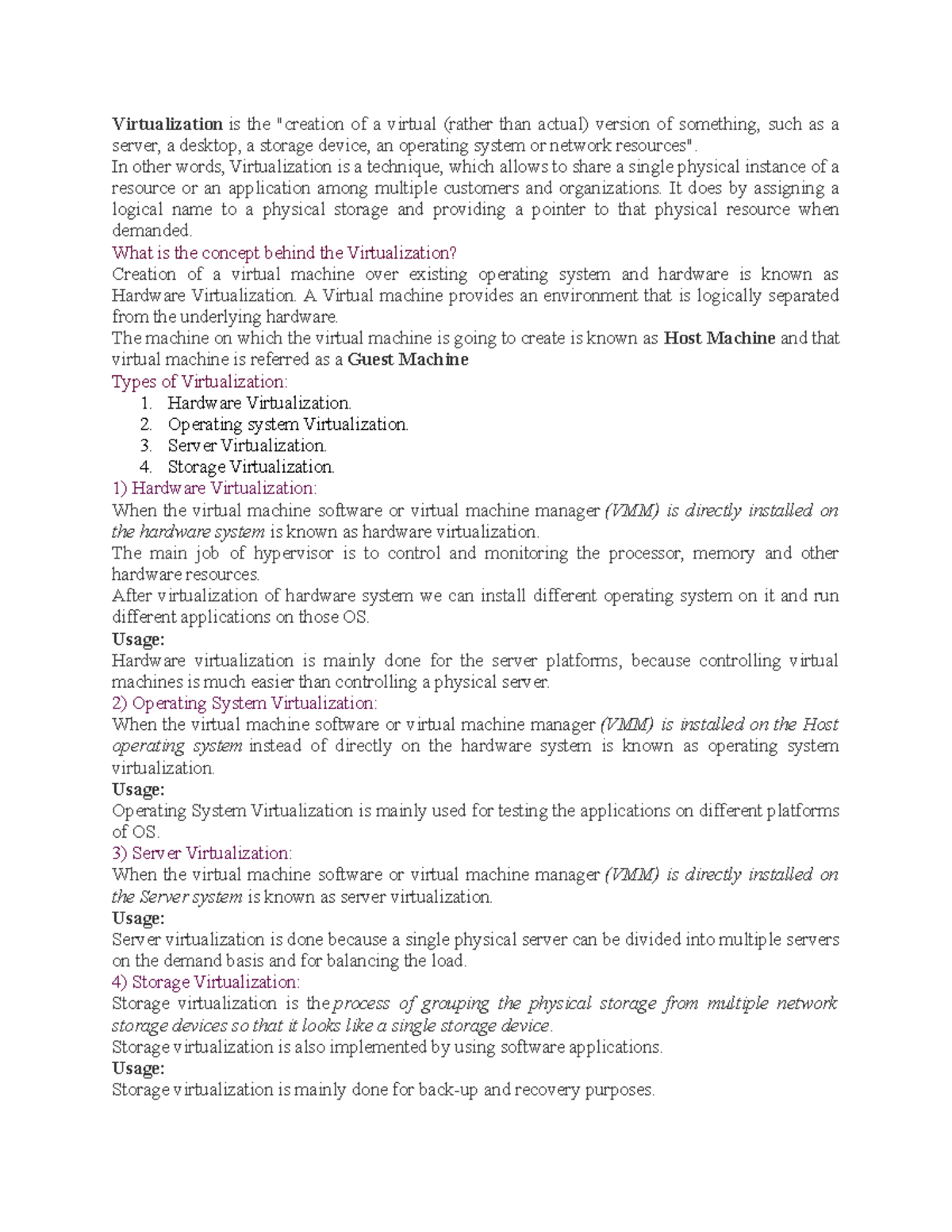 UNIT 3 CC 1 - study - Virtualization is the "creation of a virtual (rather than actual) version ...