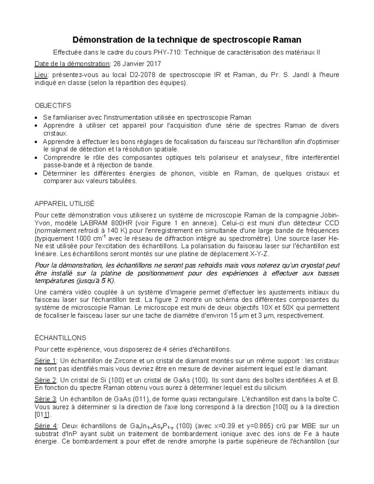 Demonstration Raman - H2018 - Démonstration de la technique de ...