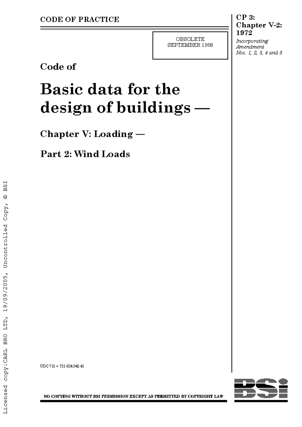 Basic code BS-1972 - British Code - CODE OF PRACTICE OBSOLETE SEPTEMBER ...