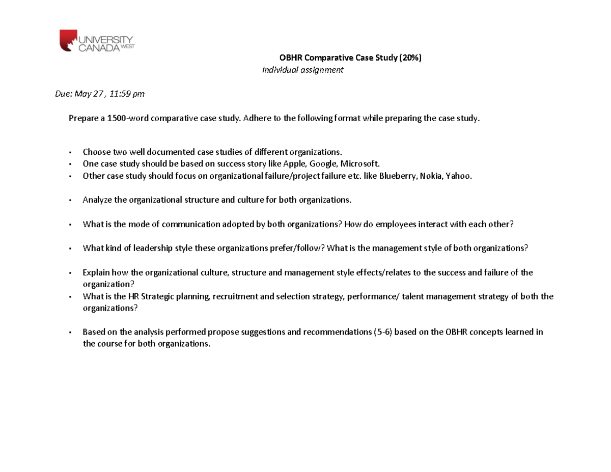 OBHR Comparative Case Study -Assignment 3 - OBHR Comparative Case Study ...