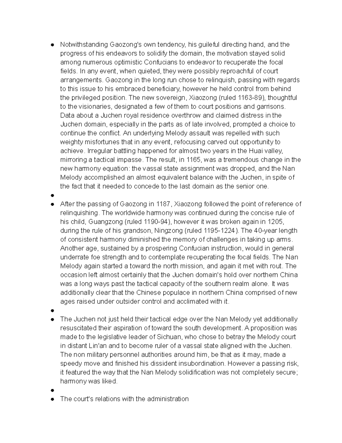 Relations with the Juchen - Notwithstanding Gaozong's own tendency, his ...