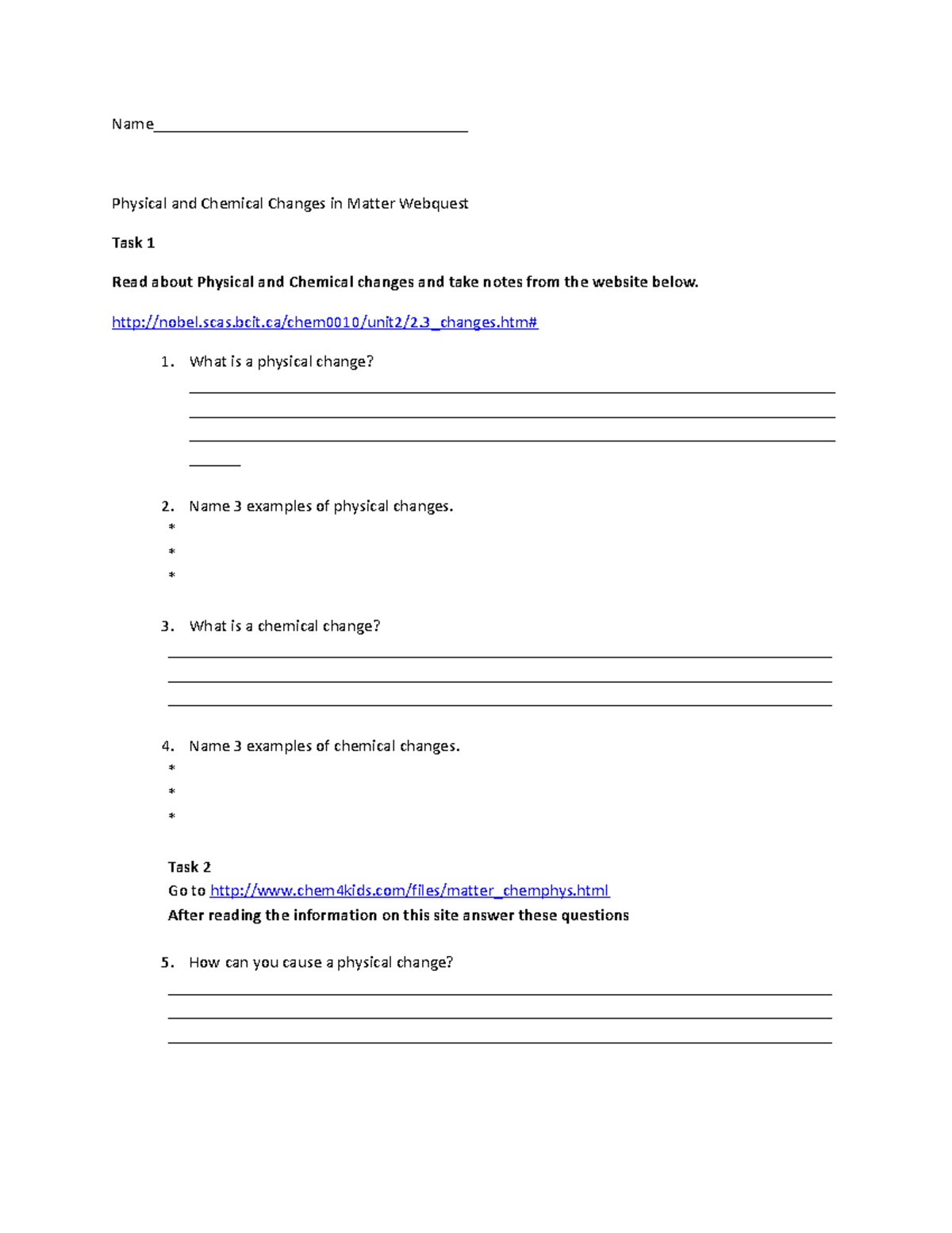 Chemicalphysicalchangewebquest 2016 - Name ...