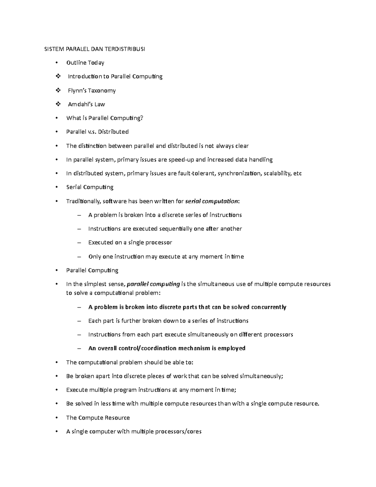 Resume 6 - SISTEM PARALEL DAN TERDISTRIBUSI Outline Today Introduction ...