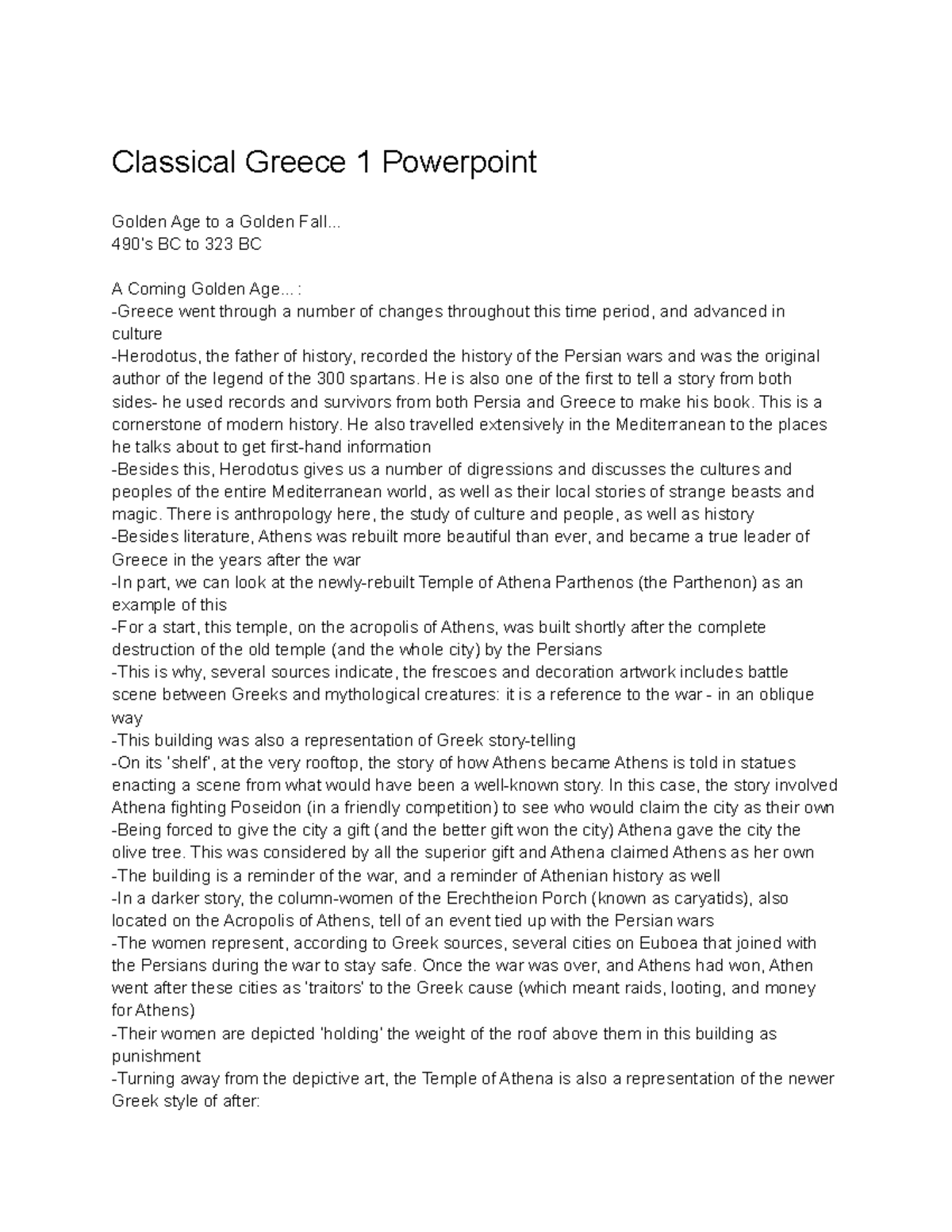 Classical Greece - Notes for Professor Fierro's online class ...